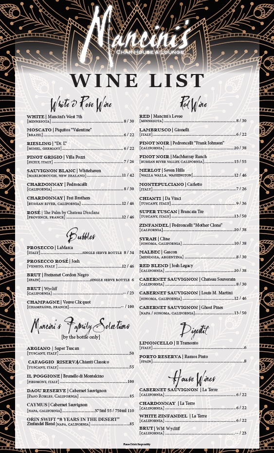 Menu - Mancini's Char House